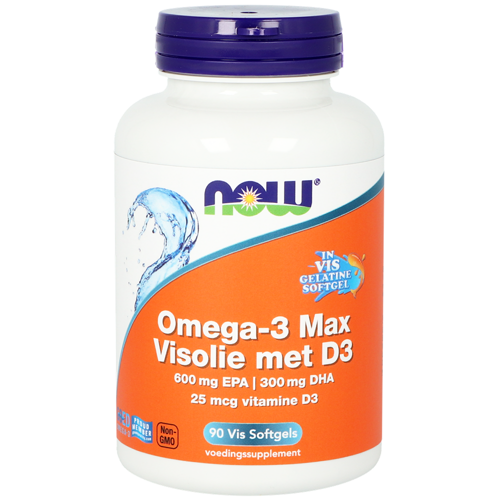 Omega-3 Max Visolie met D3 - 90 softgels | NOW8035